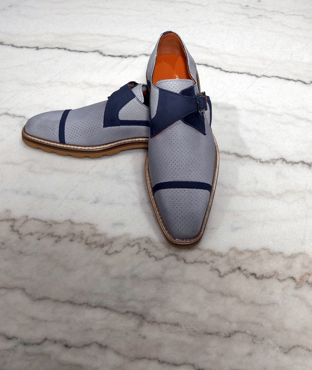 Mezlan Gray and Navy Monk Strap – Troy Allen Clothier
